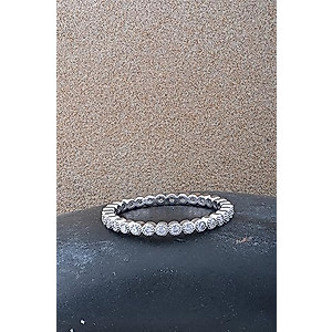 SILVERCLOSEOUT Rhodium Plated Sterling Silver Cz Cubic Zirconia Stackable Womens Eternity Band Promise Ring for Ladies - Size 11