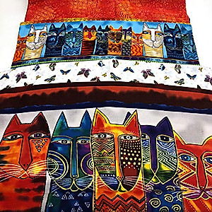 Clothworks Feline Frolic 24" Panel Multi Color Metallic, Fabric