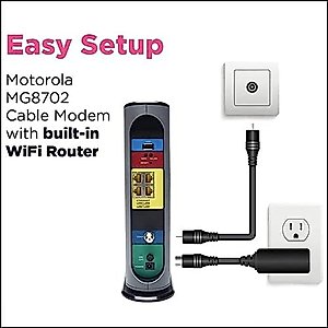 Motorola MG8702 | DOCSIS 3.1 Cable Modem + Wi-Fi Router (High Speed Combo) with Intelligent Power Boost | AC3200 Wi-Fi Speed | Approved for Comcast Xfinity, Cox, and Charter Spectrum