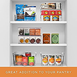 Sorbus 2 Pack Tea Bag Organizer Bins w/Lids & 4 Removable Dividers, Clear Plastic Food Packet Snack Organizer, Stackable Pantry Organization, Kitchen Storage, Fridge Bins, Sturdy Cabinet Organizers