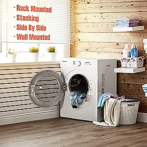 Euhomy Compact Laundry Dryer 1.8 cu.ft, Stainless Steel Clothes Dryers With Exhaust Pipe, Four-Function Portable Dryer For Apartments, Home, Dorm, White