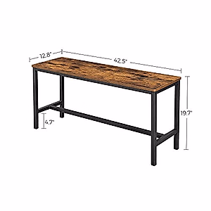 VASAGLE Dining Bench, Pair of 2, Industrial Style, Steel Frame, for Kitchen, Living Room, 12.8 x 42.5 x 19.7 Inches, Rustic Brown + Black