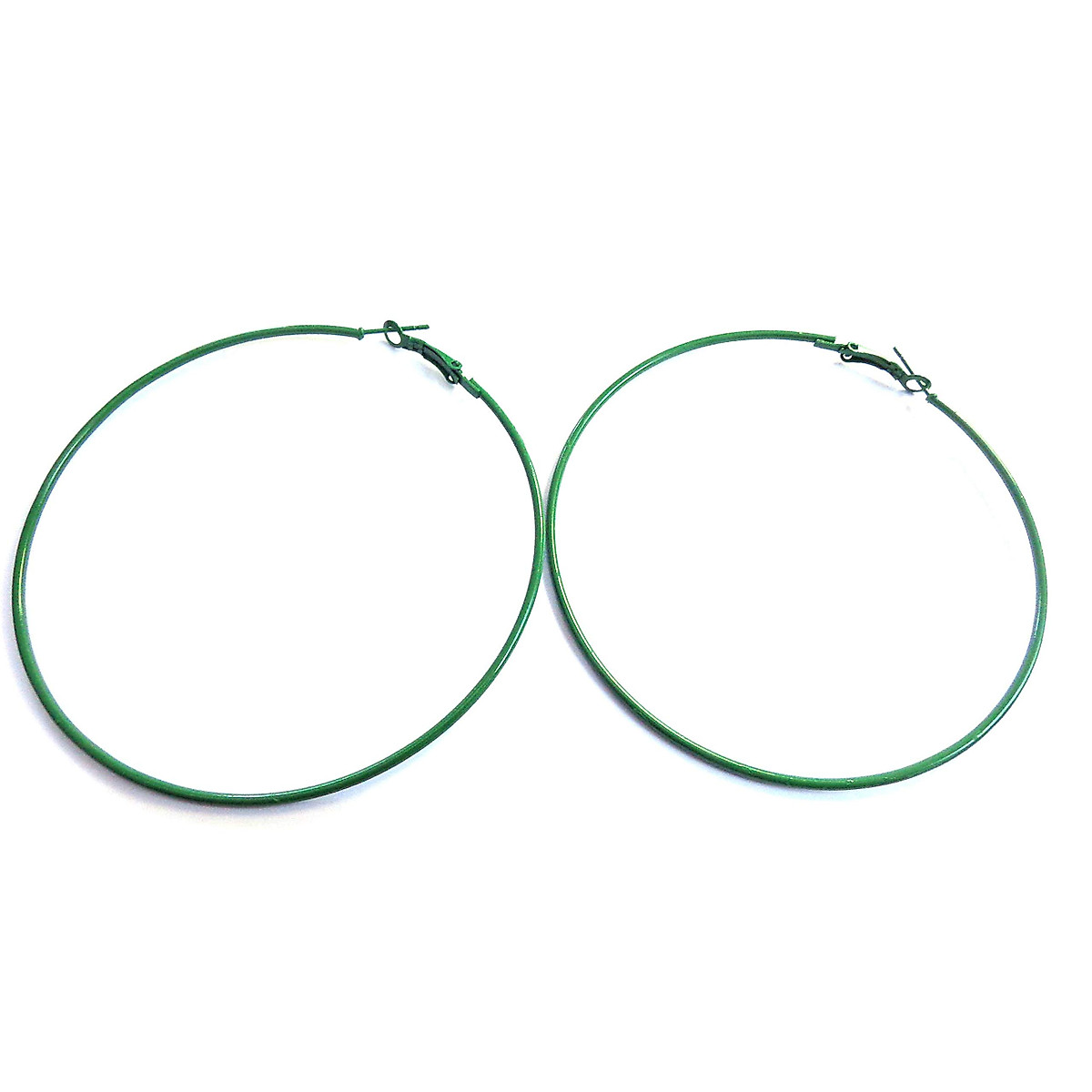 Green Hoop Earrings Thin Hoop Earrings Green Hoops 3 Inch