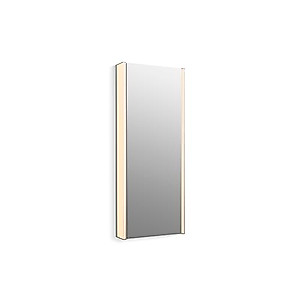 KOHLER K-81147-SLE-DA1 Maxstow Medicine Cabinet with LED Light, Mirror Door & Staggered Shelves, Rectangular Frame, 17" x 40"