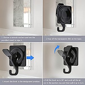 YSSILADI Shower Suction Cup Hooks, 2 Garland Hooks, Matte Black Decorative Hooks, Waterproof Towel Hooks, Removable Shower Wall Hooks, 15lb Command Hooks, Reusable Robe Hooks