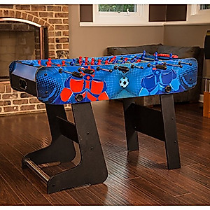 Hathaway Gladiator 48" Folding Foosball Table, Arcade Table Soccer for Game Rooms, Includes Foosballs, Blue/Black