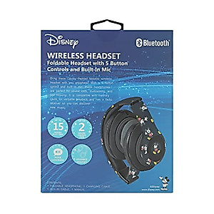 Disney Mickey Mouse Bluetooth Headphones Over Ear, Wireless and Wired Foldable Headset Built-in Microphone - Birthday Gift Adults Kids - Audifonos Auriculares Inalambricos