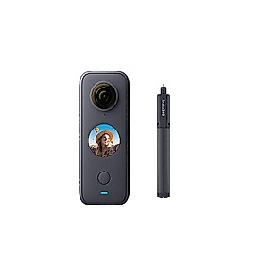 Insta360 ONE X2 360 Degree Waterproof Action Camera, 5.7K 360, Stabilization, Touch Screen, AI Editing, Live Streaming, Webcam, Voice Control + Tripod Selfie Stick