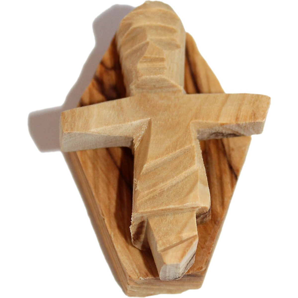 Holy Land Market Hand Crafted Olive Wood Baby Jesus with Cradle - Standard Size (2.25 x 1.5 Inches)