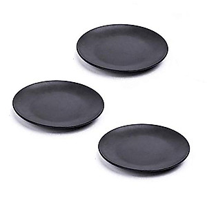 MBB Set of 3 Black 6 Inch Melamine Ware Dinner Plates Appetizer Dishes Dinnerware