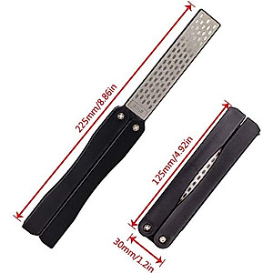 XILEWHZF 2 Pcs 400/600 Grit Portable Handheld Double Sided Sharpener Pocket Diamond Knife Sharpening Stone for Kitchen, Garden, Outdoor tools Fine/Coarse Grinding （Black/Orange）