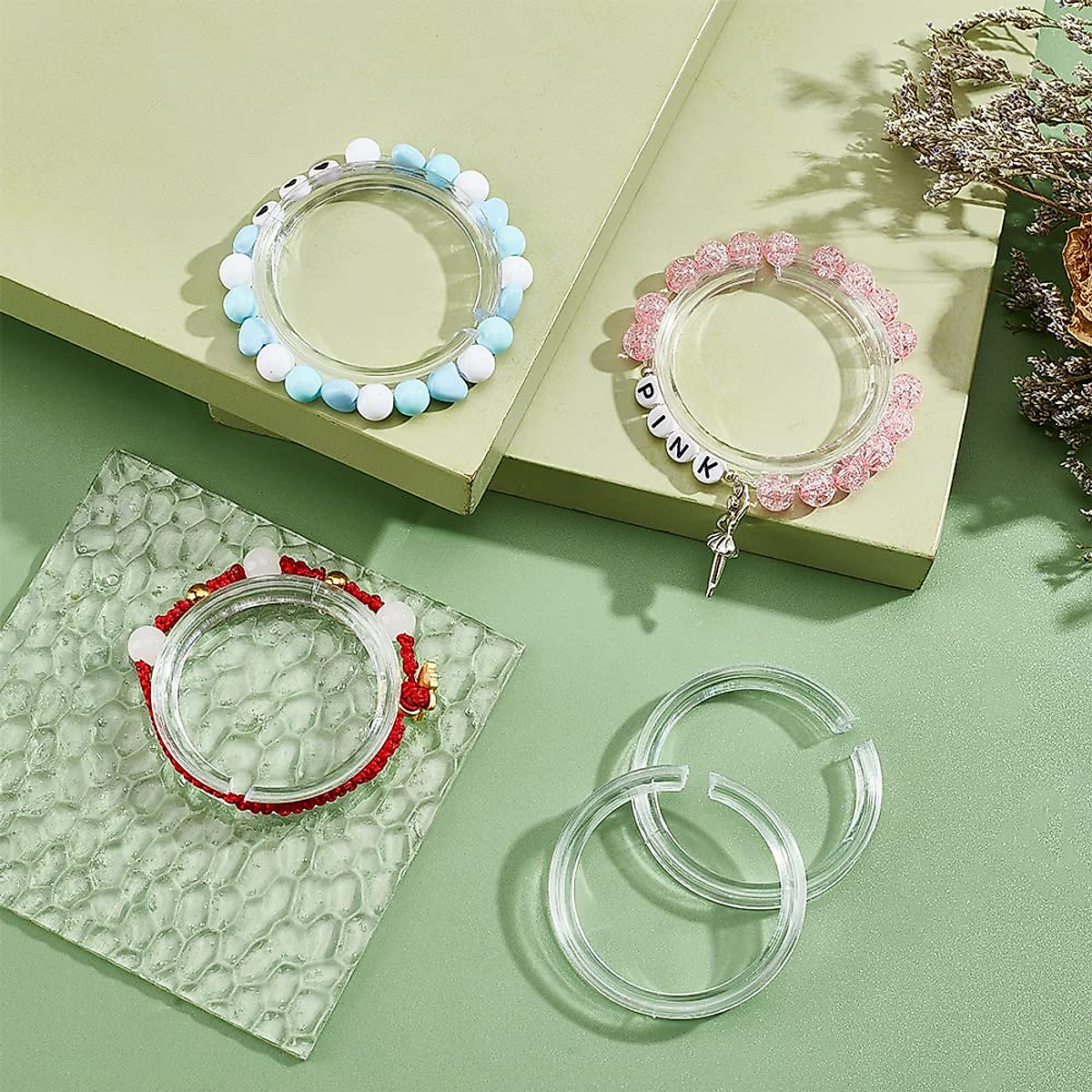 PH PandaHall 20pcs Clear Acrylic Bracelet Displays Stands, Round Bangle Organizer Rack Transparent Shelf Shelves Jewelry Holder Showcase Shelf Bracelet Display Holders for Selling Storage