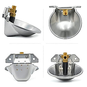 KHEARPSL Automatic Waterer Stainless Steel Sheep Goat Water Bowl with Copper Valve Livestock Waterer for Goat Sheep Calf Pig Dog Cattle