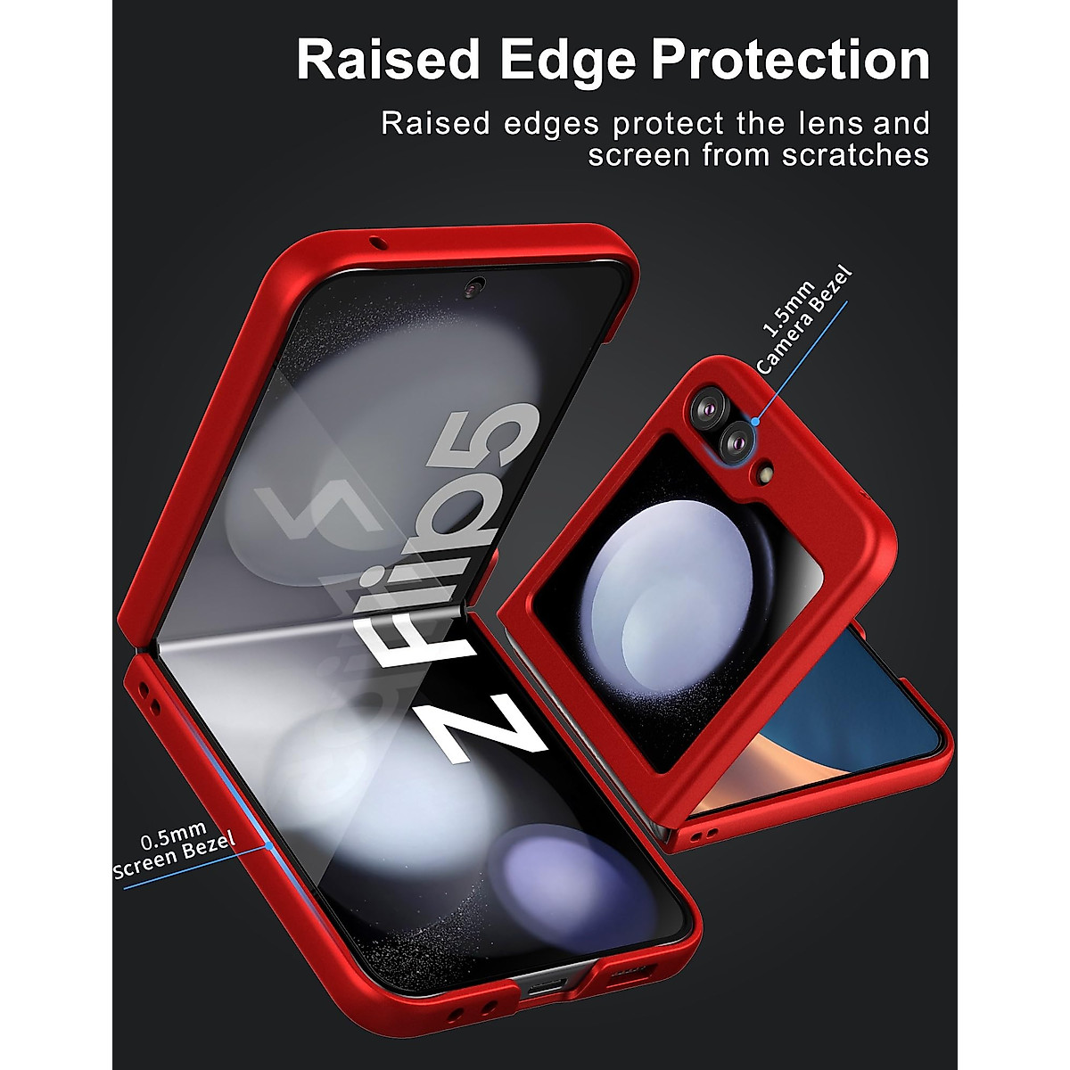Cresee Case for Samsung Galaxy Z Flip 5 (2023) Thin Hard Matte Phone Case for Galaxy Z Flip5 - Red
