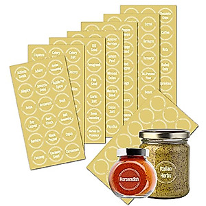 144 Pcs Transparent Spice Labels, Numbers for Jar Organization, Food Labels Waterproof Kitchen Seasoning Names Label, Preprinted White Letters Pantry Stickers (Transparent)
