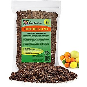 GARDENERA Citrus Tree Potting Soil Mix, Special Blend for Indoor Oranges, Lemons, Limes and More - (1 Quart Bag)