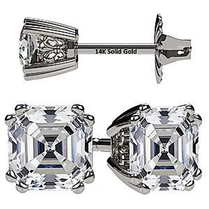 NANA Jewels Womens 14k Gold Post – Platinum Sterling Silver Hypoallergenic Stud Earring, 2.50ctw