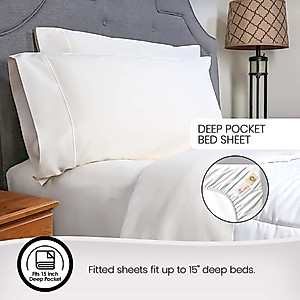 Whisper Organics, 100% Organic Cotton Sheets - 300 Thread Count Bed Sheets Set - Premium Quality Sheets - Deep Pocket Sheet Set - GOTS Certified, White (Full Size)