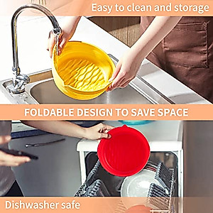 Yewloch 7.5'' Air Fryer Silicone Baking Set 1.4L, 3 Pcs foldable Air Fryer Liners with Handle, Food Grade Safety Non-Stick for Air Fryer Oven