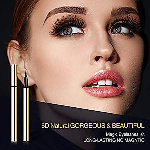 MAgic Magnetic Eyelashes and Eyeliner Kit 3D 5D Natural Look False Lashes No Glue Needed NO Magnetic Need NO Add Weight 7 Pairs Eyelash Kityeliner Pen (Blue)