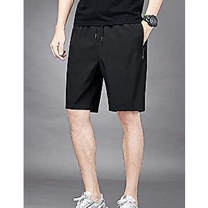 Men's Gym Workout Shorts Quick Dry Lightweight Athletic Training Running Hiking Jogger with Zipper Pockets(Muaney-MenSportShorts7022-Black02-M)