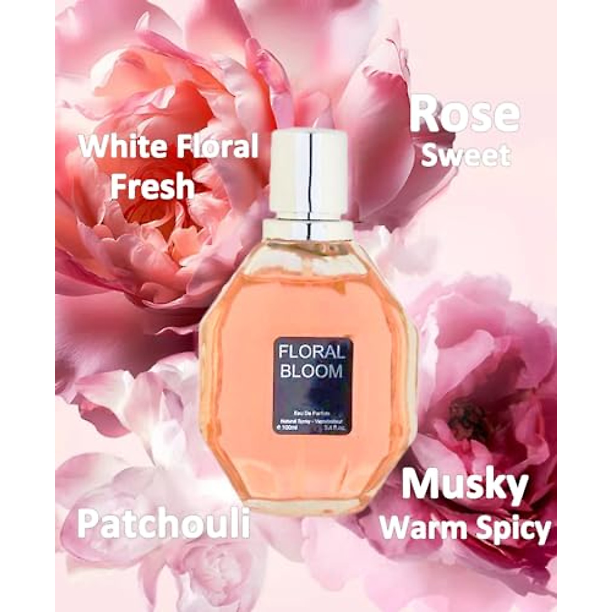 META-BOSEM Floral Bloom, Women Perfume Eau de Parfum Natural Spray Fragrance - Fresh Floral Scent - Flowery Vanilla Notes - Holiday Gift - for All Day Use - a Classic Bottle, 3.4 Fluid Ounce/100Ml