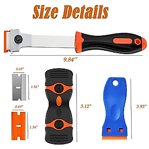 Razor Blade Scraper, 3PCS Putty Knife Tools 30 PCS Plastic Metal Blades, Kitchen Glass Window Floor Scraper for Cleaning Sticker Decal Paint Decal Adhesive Caulk Remover