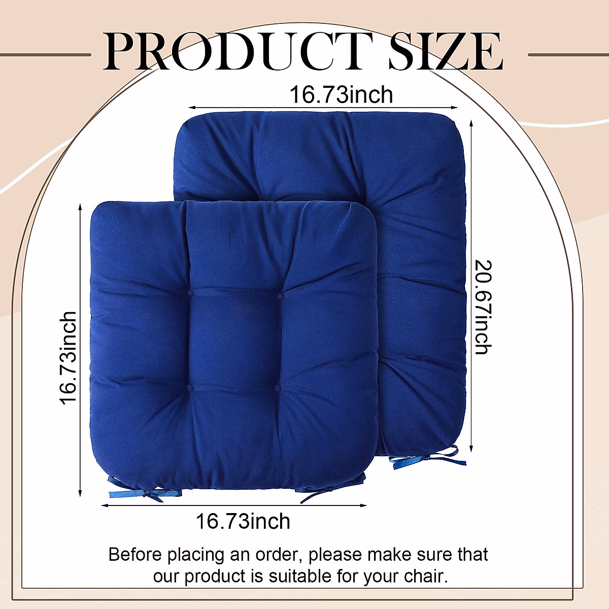 Wesiti 4 Sets Rocking Chair Cushions Outdoor Recliner Cushion Non Slip High Back Patio Chair Cushions Rocking Chair Pads for Wooden Rocking Chair Tufted Glider Rocker Replacement Cushions (Navy Blue)