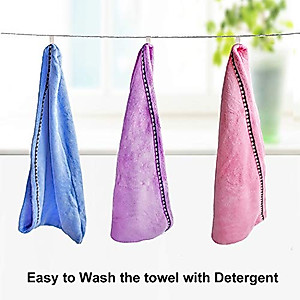 YesTree 3 Pack Microfiber Hair Towel Wrap for Women, 11 inch * 26 inch Fast Drying Hair Turban Soft, Anti Frizz Hair Wrap Towels for Drying Curly, Long & Thick Hair (Rose Red & Blue & Purple)