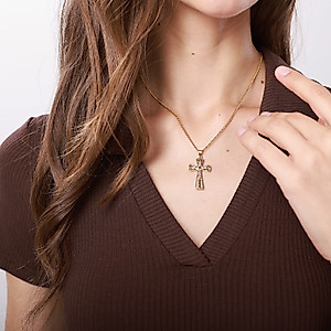 VAttract Cross Necklace for Women 18K Gold Plated Cross Pendant Choker Necklace