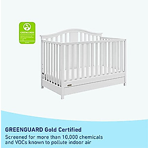 Graco Solano 4-in-1 Convertible Crib with Drawer (White) – GREENGUARD Gold Certified, Crib with Drawer Combo, Includes Full-Size Nursery Storage Drawer, Converts to Toddler Bed and Full-Size Bed