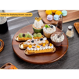 WLWNWFT 12 Inch Rotating Cake Turntable, Acacia Wood Cake Display Stand Cookie Turntable for Dessert Table Decorating Cupcake Stand Wedding Cake Stand Rustic …