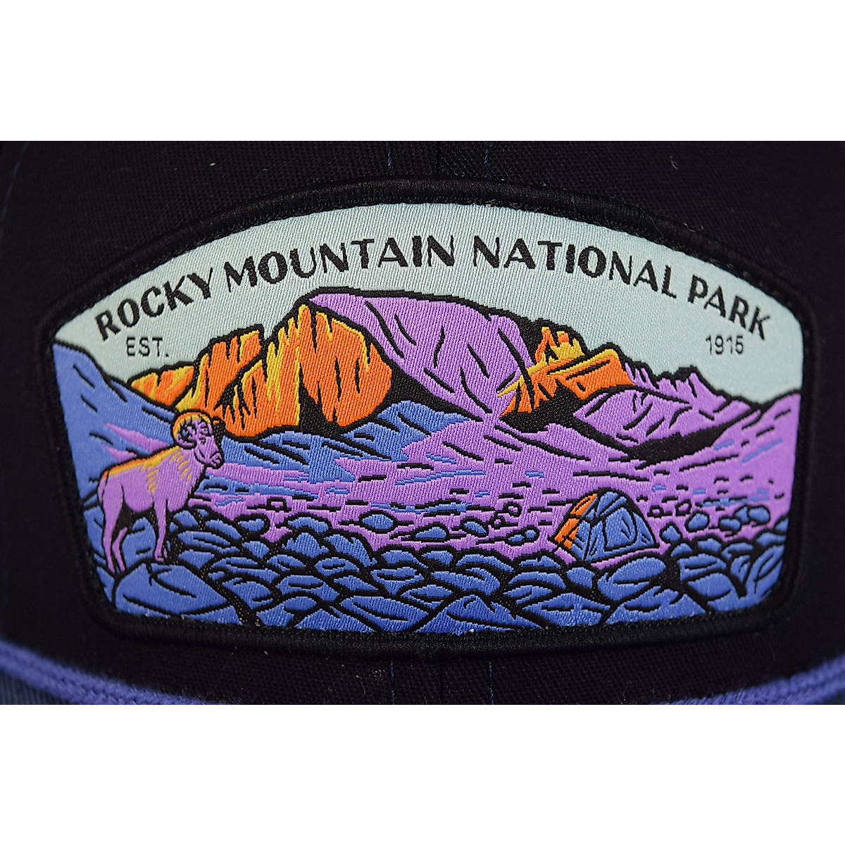 Sendero Provisions Co. Outdoor Adjustable Snapback Rope Hat with Rocky Mountain National Park Woven Patch (Navy/Slate)