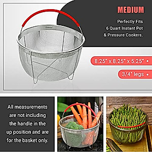 Original Salbree Steamer Basket for 6 quart Instant Pot Accessories, Stainless Steel Strainer and Insert fits IP Insta Pot, Instapot 6 qt, Other Pressure Cookers & Pots, with Handle [3qt 8qt avail]
