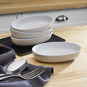 Pfaltzgraff Burrito Oval Set of 4 Dip Fruit Bowls, 7-Inch, White