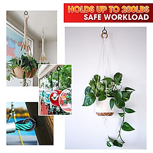 8PCS Screw Eyes, 3.2 Inch Black Eye Hooks Screw Self Tapping Eye, Heavy Duty Eye Bolt for Wood Securing Cables Wire, Hammock Stand, Indoor & Outdoor Use