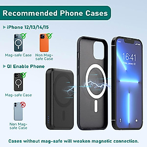 Smtcsl 3 in 1 Wireless Charging Station, Fast Charger Stand Compatible for iPhone/Apple Watch/Airpods, 5000mAh Mag-Safe Battery Pack USB C Power Bank for 15 14 13 12 Series, 20W PD Adapter (Black)