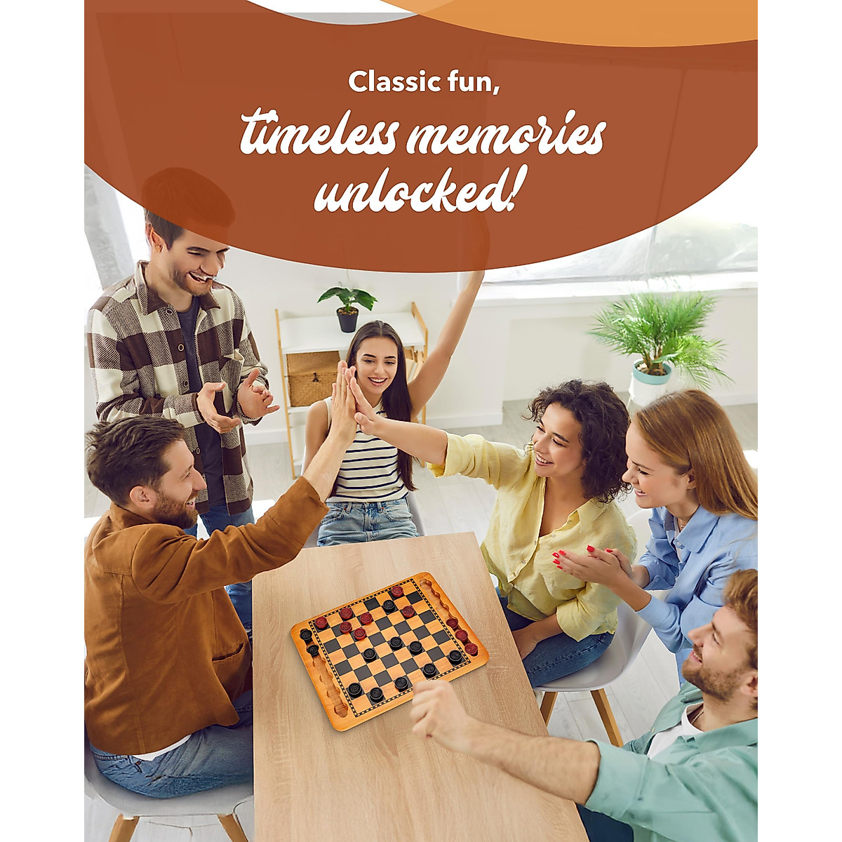 WE Games Solid Wood Red and Black Checkers Board Game Set with Inset Grooves for Pieces, 14.5 in.