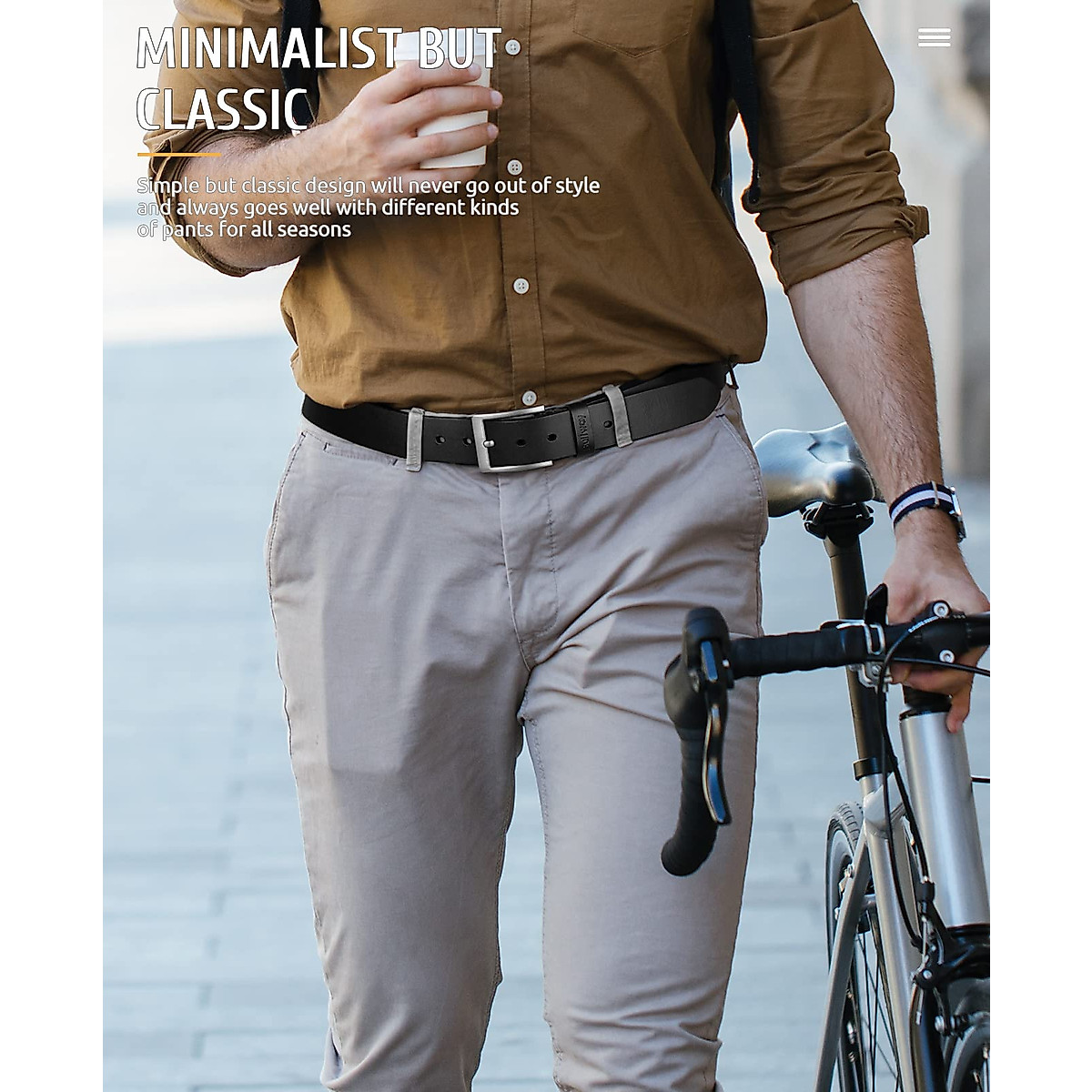 Buffway Minimalist 1.5" Full Grain Leather Belts for Men with Metal Buckle, Heavy Duty Mens Casual Belts in Gift Box- 38” Black