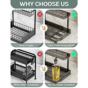 Under Sink Organizer and Storage, 2 Tier Sliding Under Sink Shelf, L Shaped Pull Out Cabinet Basket Organizer, Multi-Purpose Slide Out Organizer Rack for Bathroom, Kitchen