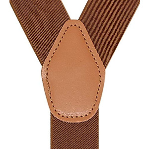 Timiot Men’s Y-Back 4 Metal Clip Elastic Wide Suspenders Perfect For Both Casual&Formal (Coffe)