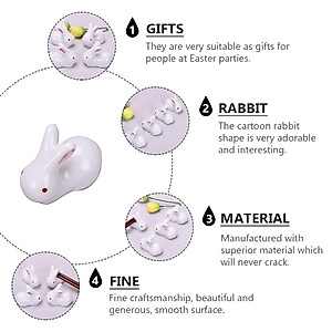 BESTOYARD 6 Pcs Mini Cute Rabbit 2 Inch Ceramic Chopsticks Stand Rest Bunny Shape Chopsticks Rack Stand Spoon Fork Holder Easter Party Dinning Table Decoration