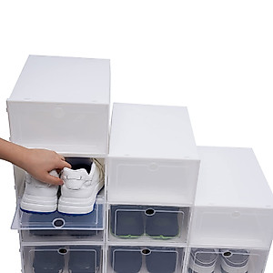 DCEHKR 24 x Shoe Box Storage Drop Front Shoe Box with Clear Door Shoe Organizer Box Suitable for Living Rooms, Bedrooms, Cloakrooms, And Offices, And Can Store Shoes Or Books