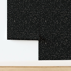 Peel & Stick Wallpaper Swatch - Constellations Black Background White Stars Space Night Time Custom Removable Wallpaper by Spoonflower