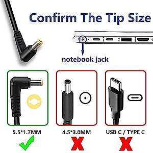 ANTWELON 65W 45W Laptop Charger for Acer Aspire 5 E5 ES1 E1 E3 E15 V3 V5 V7 F5 F15 M5 R3 R7 VN7 3 Series E5-575 5250 5253 5336 5349 5532 5534 5552 19V 3.42A AC Adapter Power Supply Cord