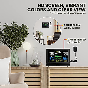 Wittime 2076B Weather Station with Atomic Clock Wireless Indoor Outdoor Thermometer Temperature and Humidity Monitor Inside Outside Barometer with Temp Sensor