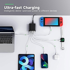 USB C Charger Block, Fast Charging Station，GaN 160w Multiple Port Fast Charging Station USB C Wall Charger Block Comaptible for MacBook Surface Thinkpad Dell Steam Deck iPad iPhone 14 13 12 Pro Max