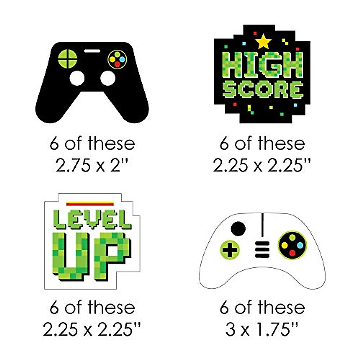 Game Zone - Paper Straw Decor - Pixel Video Game Party or Birthday Party Striped Decorative Straws - Set of 24