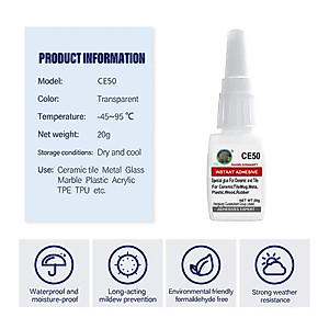 Multipurpose 20g Clear Ceramic Glue: Instant Super Adhesive for Tile, Mugs, Metal, Plastic, Wood, Rubber, Glass, Silicone, Leather & DIY Crafts - Strong Ceramic & Tile Repair Solution