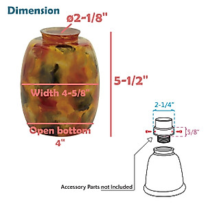 Aspen Creative 23110-1 Transitional Style Art Shade, 2-1/8" Fitter Size, 5-1/2" high x 4-5/8" Diameter, Multi
